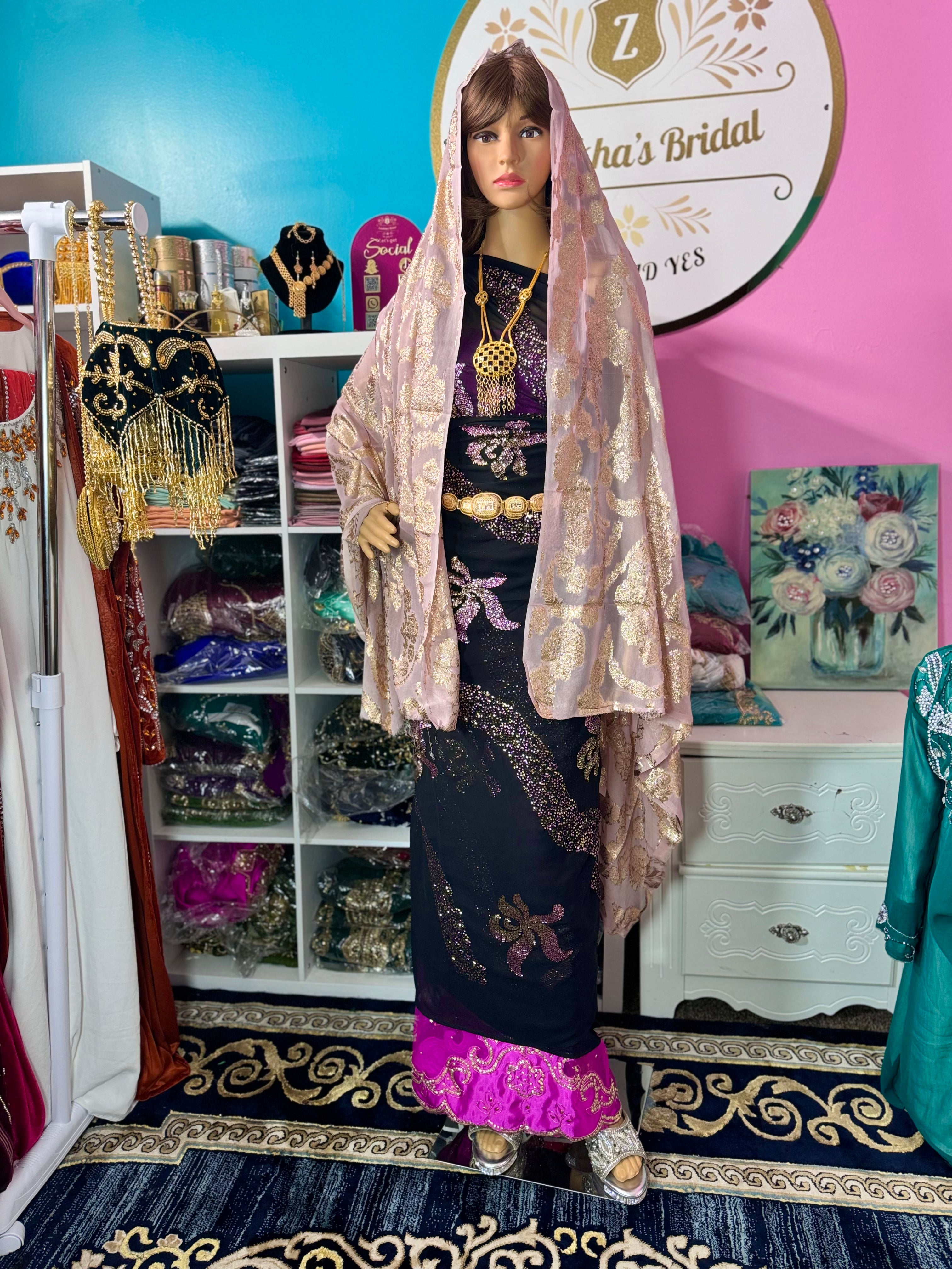 Pink & black Somali Dirac set. – Zulaikha’s Bridal